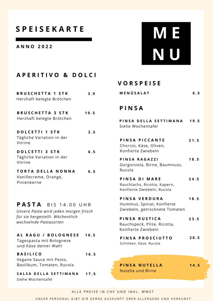 Menu | Ragazzi di Berna